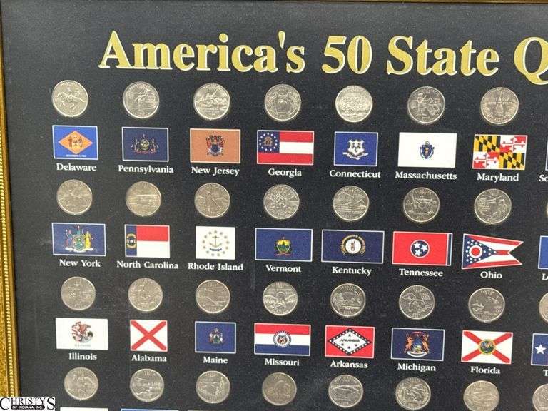 Framed Americas 50 State Quarters 21x17 - Christys