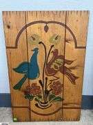 Pennsylvania Dutch Design "Dove and Peacock" Wall Art on Wood 21" x 32 ...