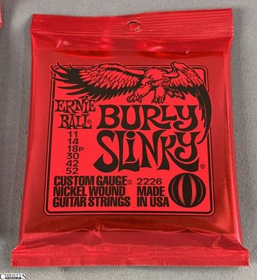 Lot of 5 Packs Ernie Ball Burly Slinky Guitar Strings - Christys