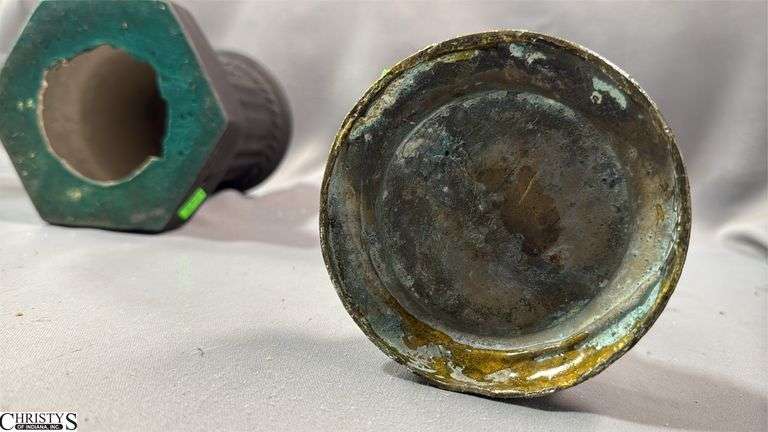 Metal Greek Figural Sculpture Total 20" Tall, detached from Base - Christys