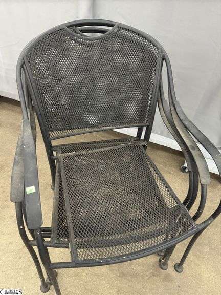 Set of Four Black Metal Mesh Patio Chairs - Christys