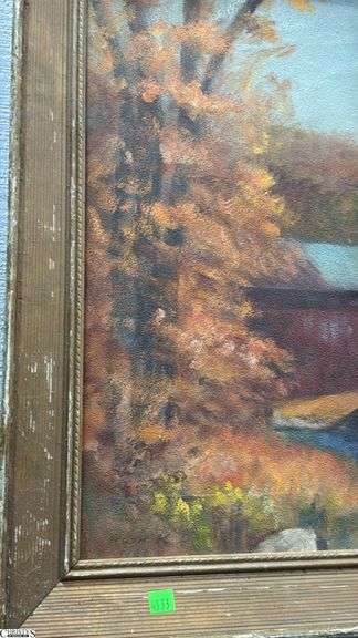 Framed Oil on Board Covered Bridge Signed Ruth Kidd ?, See Photos Dirty ...