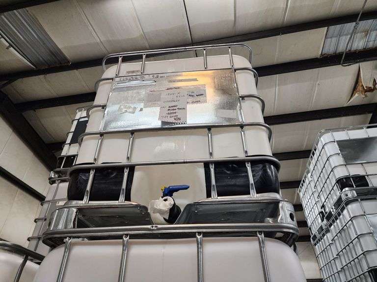 3 Schuetz 275 Gallon Stackable IBC Tote Tanks - Iron Horse Auction Company
