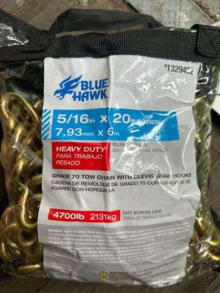 20ft Blue Hawk 5/16 Heavy Duty Chain with Double Hooks - Iron Horse ...