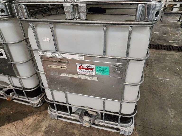 3 Schuetz 275 Gallon Stackable IBC Tote Tanks - Iron Horse Auction Company