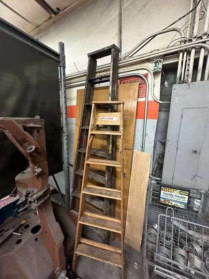 (2x) 6' and 8' Wood A Frame Ladders - Iron Horse Auction Company