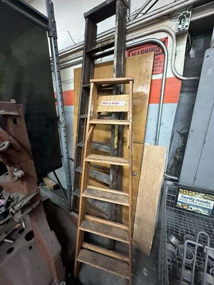 (2x) 6' and 8' Wood A Frame Ladders - Iron Horse Auction Company