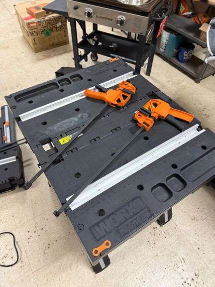 Worx Pegasus Folding Work Table and Saw Horse with 2 clamps - Iron ...