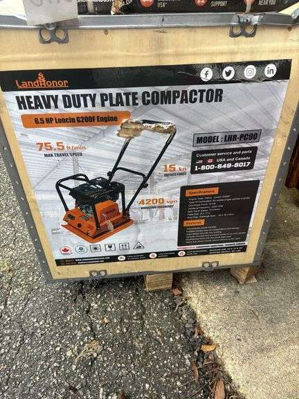 Land Honor Heavy Duty Plate Compactor LHR-PC90 - Iron Horse Auction Company