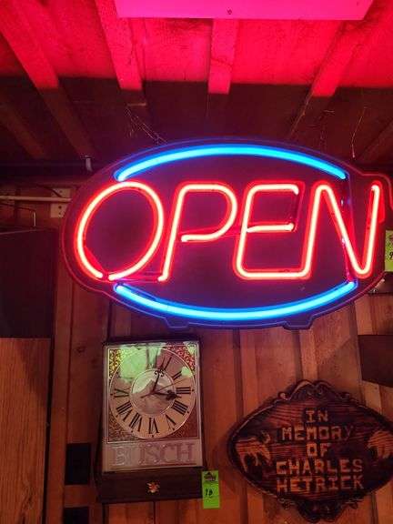 Neon open sign - Triple States Family Auctions