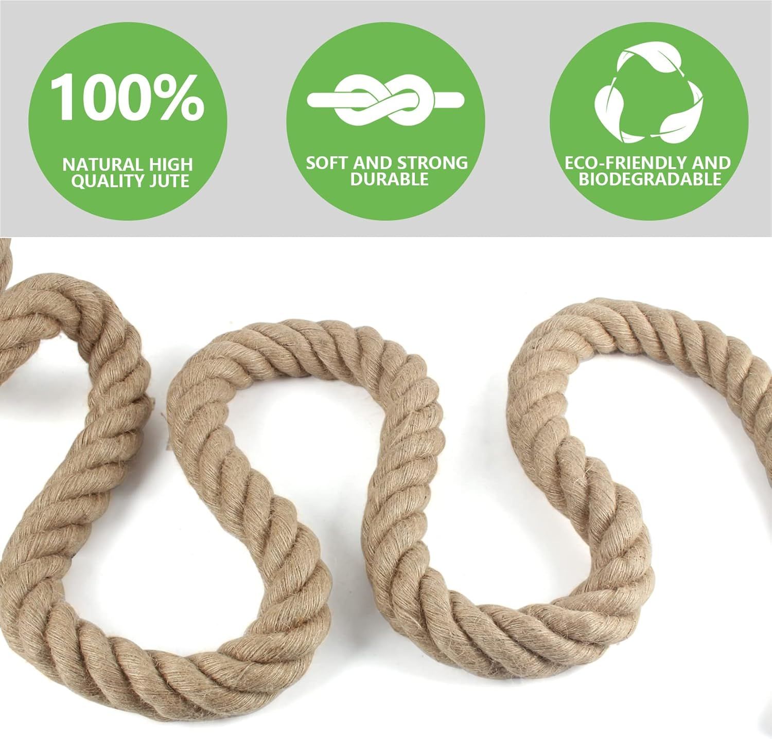 Twisted Manila Rope 1-1/2 in x 50 ft Natural Thick Hemp Rope